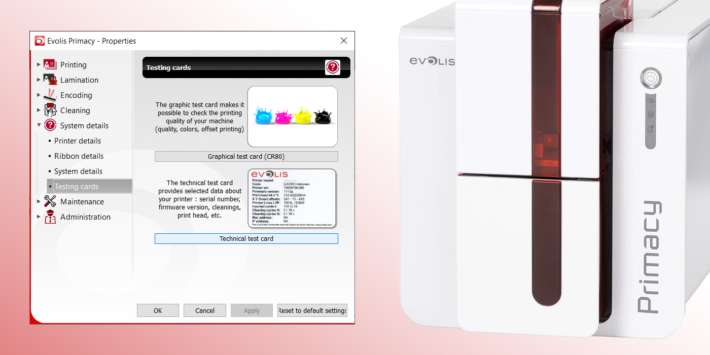 How to print a Technical Test Card with an Evolis Primacy 1 - Aptika Blog