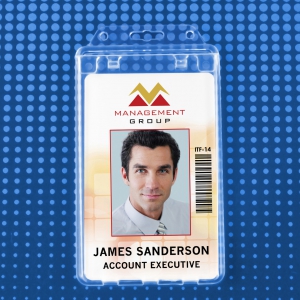 Brady - Clear Rigid Poly Vertical Permanent Locking Badge Holder - Pack ...