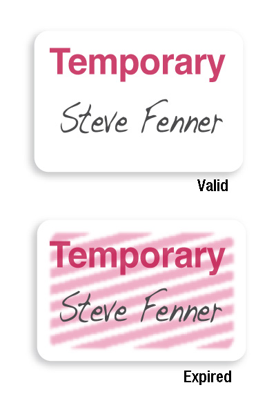 TEMPbadge ID \ TIMEbadge Expiring Badges \ 1 15/16 X 2 7/8" Manual ...