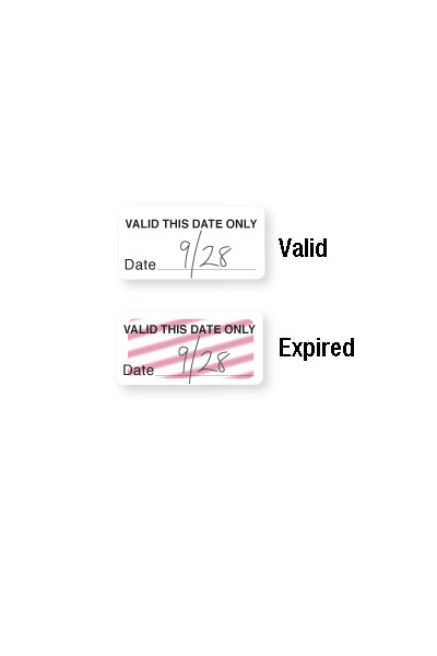 1 X 2" TIMEtoken Expiring FRONTpart - Half-Day - "VALID THIS DATE ONLY ...